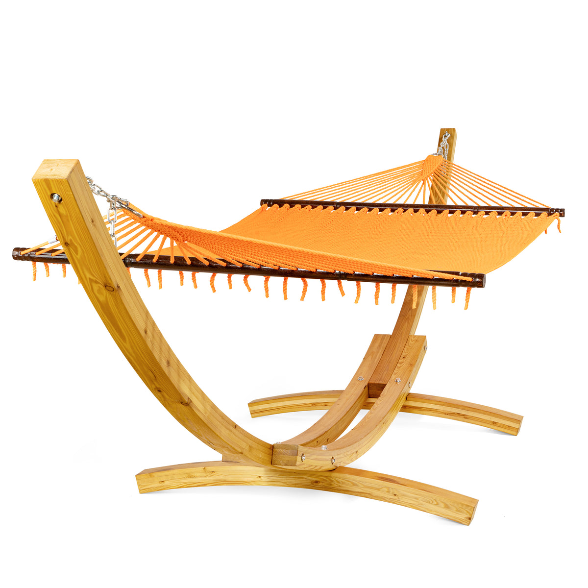 Jumbo Caribbean Hammock Orange and Wood Arc Hammock Stand – Caribbean ...