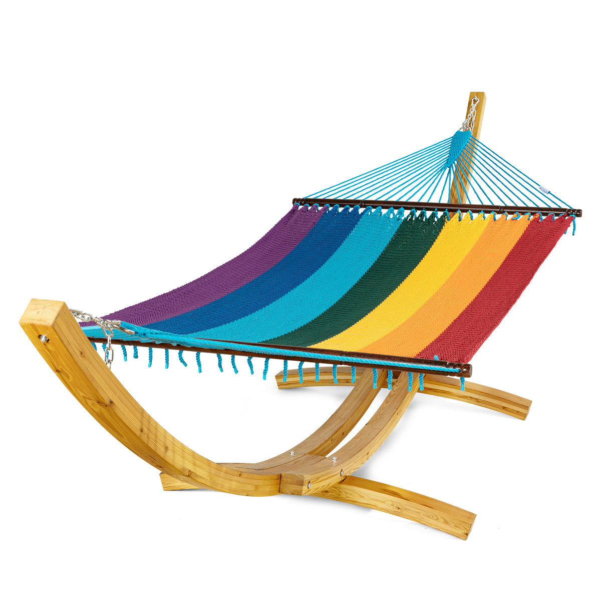 Jumbo Caribbean Hammock Rainbow and Wood Arc Hammock Stand – Caribbean ...